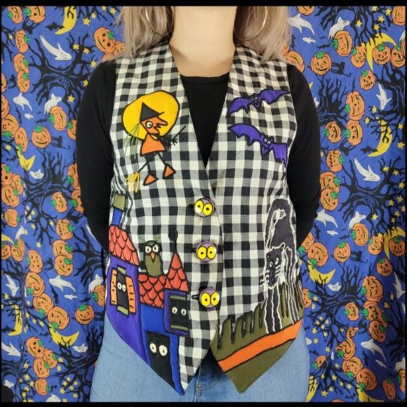 Vintage | Jackets & Coats | 8s90s Silkscapes Halloween Hand Painted ...